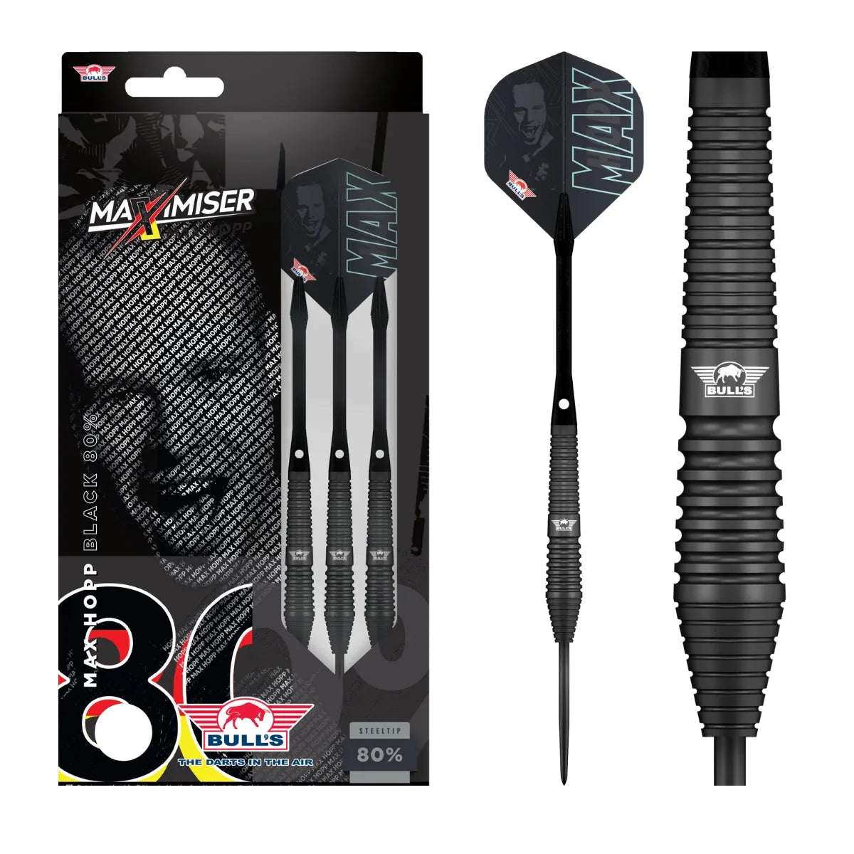 Bull's NL Max Hopp Black 80% Tungsten Steel Tip Darts – Premier Darts