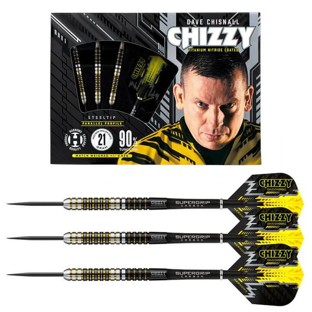 Harrows Dave Chisnall Chizzy 90% Steel Tip Darts – Premier Darts