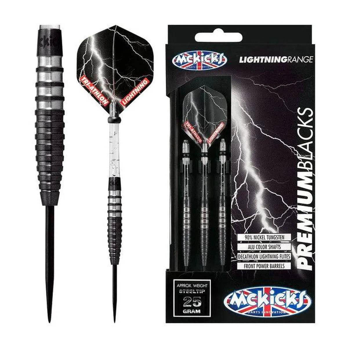 McKicks Premium Black 90% Tungsten Steel Tip Darts – Premier Darts