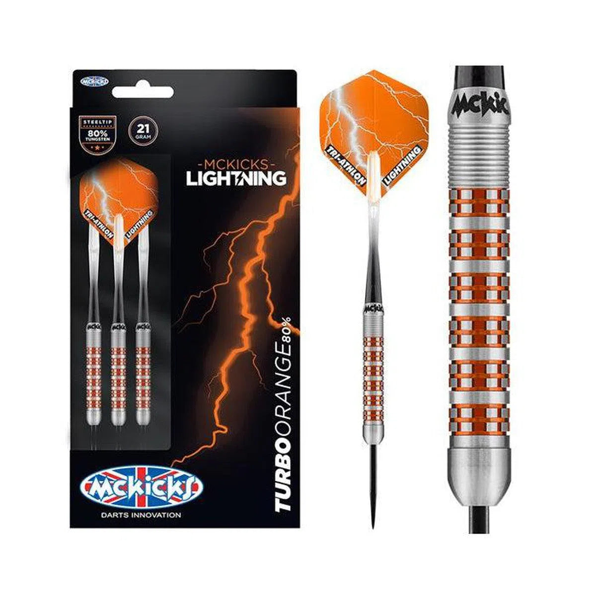 McKicks Turbo Orange 80% Tungsten Steel Tip Darts – Premier Darts