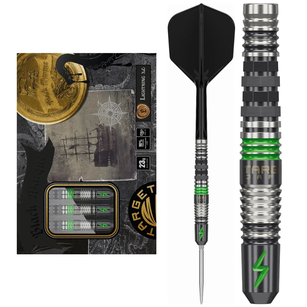 Target Japan Black Marque Lightning 3.0 SP 90% Tungsten Steel Tip Dart ...