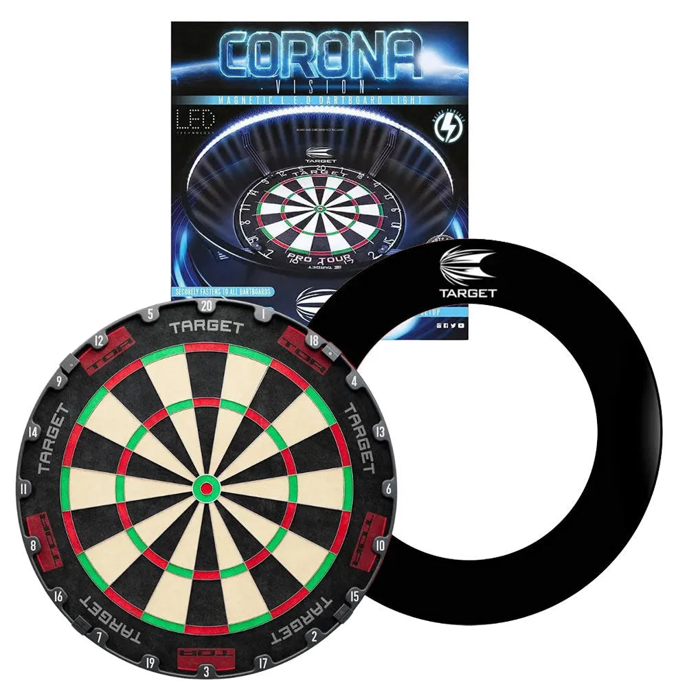 Target Tor Dartboard + Corona Light + Tour Surround Bundle – Premier Darts